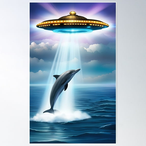 Dopaprint UNFRAMED PAPER POSTER Dolphin Ufo Contact Poster Wall Art ...