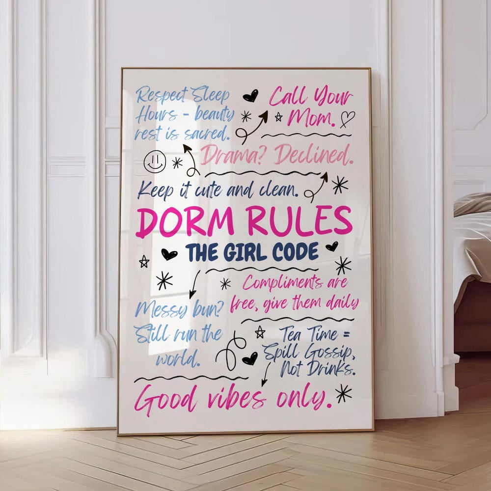Dopaprint UNFRAMED PAPER POSTER Dorm Rules Decor Dorm Room Sign Navy ...