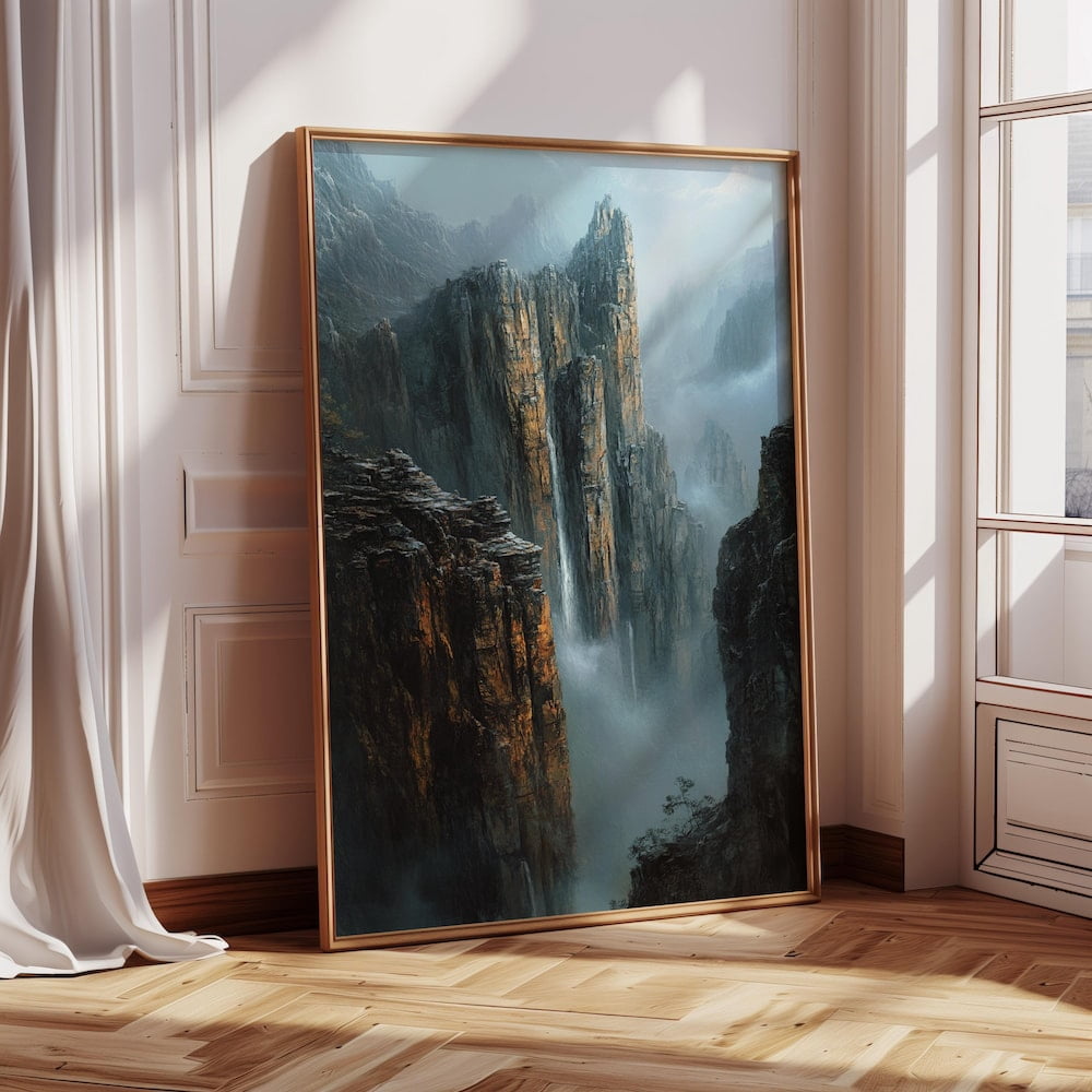 Dopaprint UNFRAMED PAPER POSTER Dramatic Mountain Peaks In Mist With ...