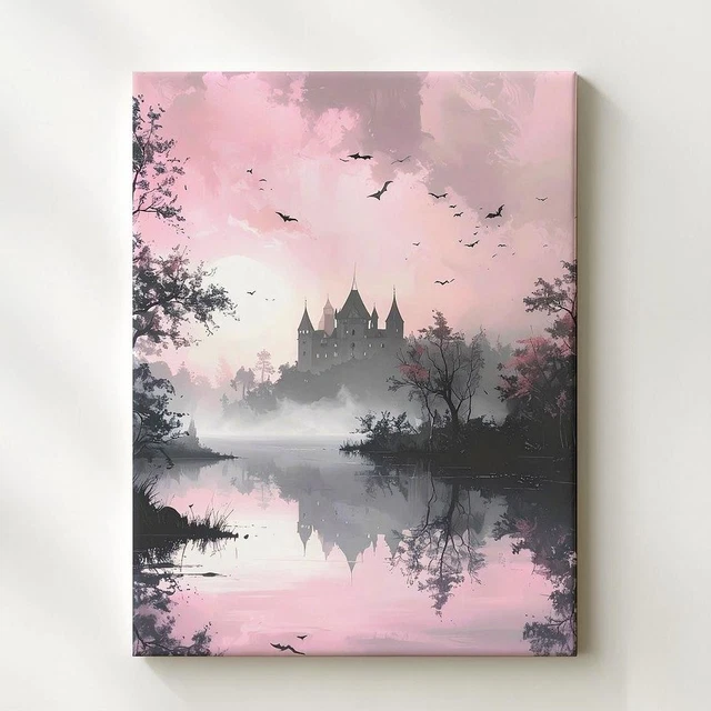 Dopaprint UNFRAMED PAPER POSTER Dreamlike Lakeside Pink Haze & Ghostly ...