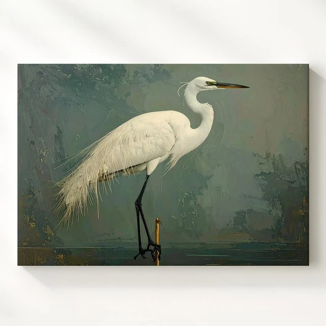 Dopaprint UNFRAMED PAPER POSTER Elegant Egret On Golden Pole ...