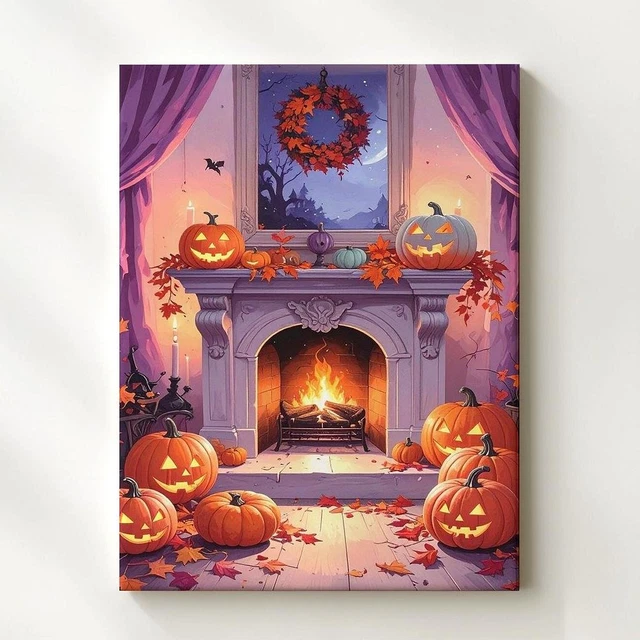 Dopaprint UNFRAMED PAPER POSTER Elegant Hal.Low.Een Fireplace Cozy ...