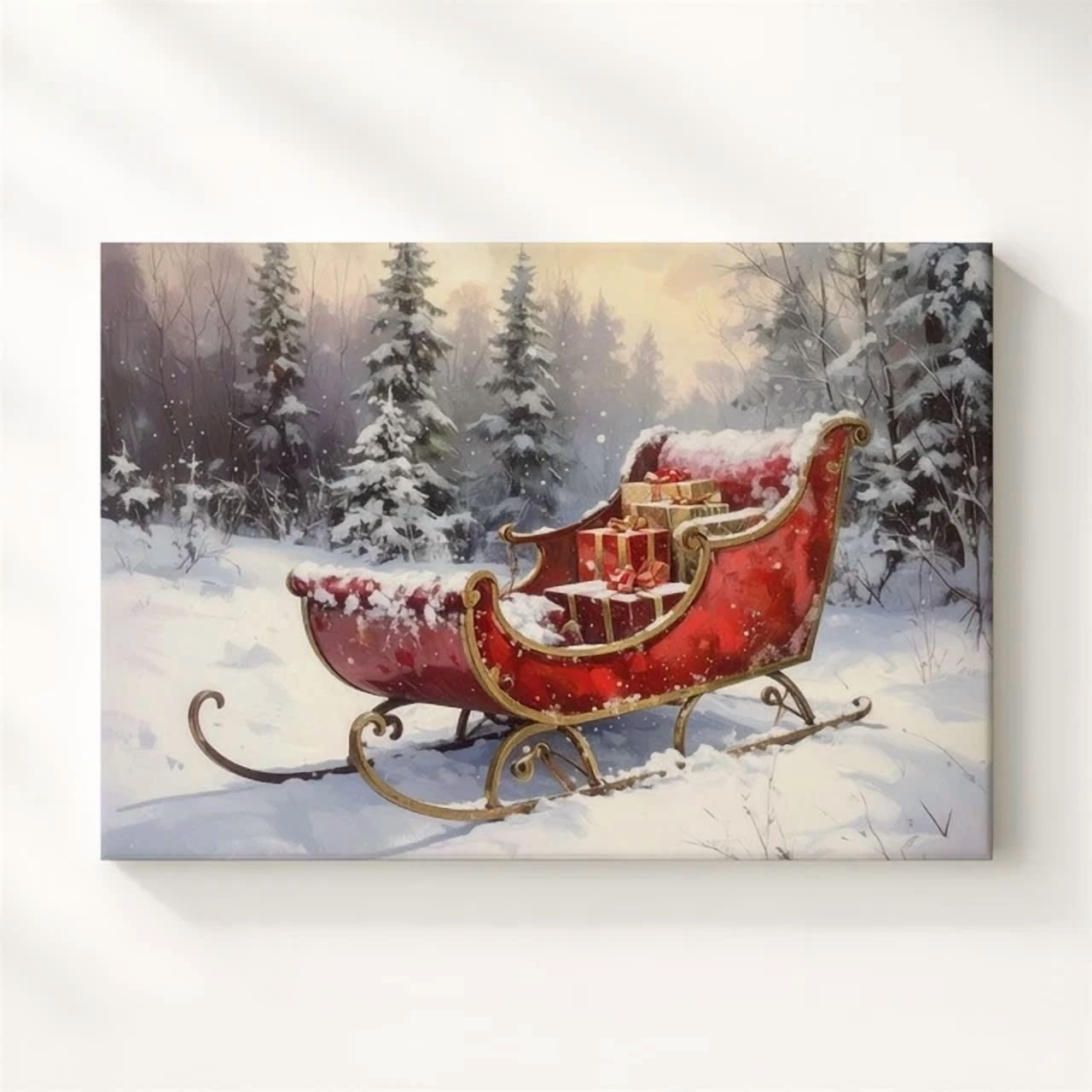 Dopaprint UNFRAMED PAPER POSTER Elegant Red Sleigh Poster Festive ...