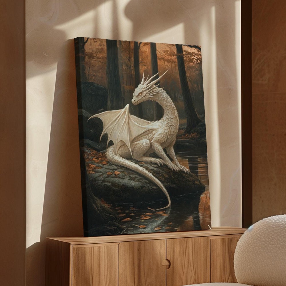 Dopaprint UNFRAMED PAPER POSTER Enchanting White Dragon Poster Wall Art ...