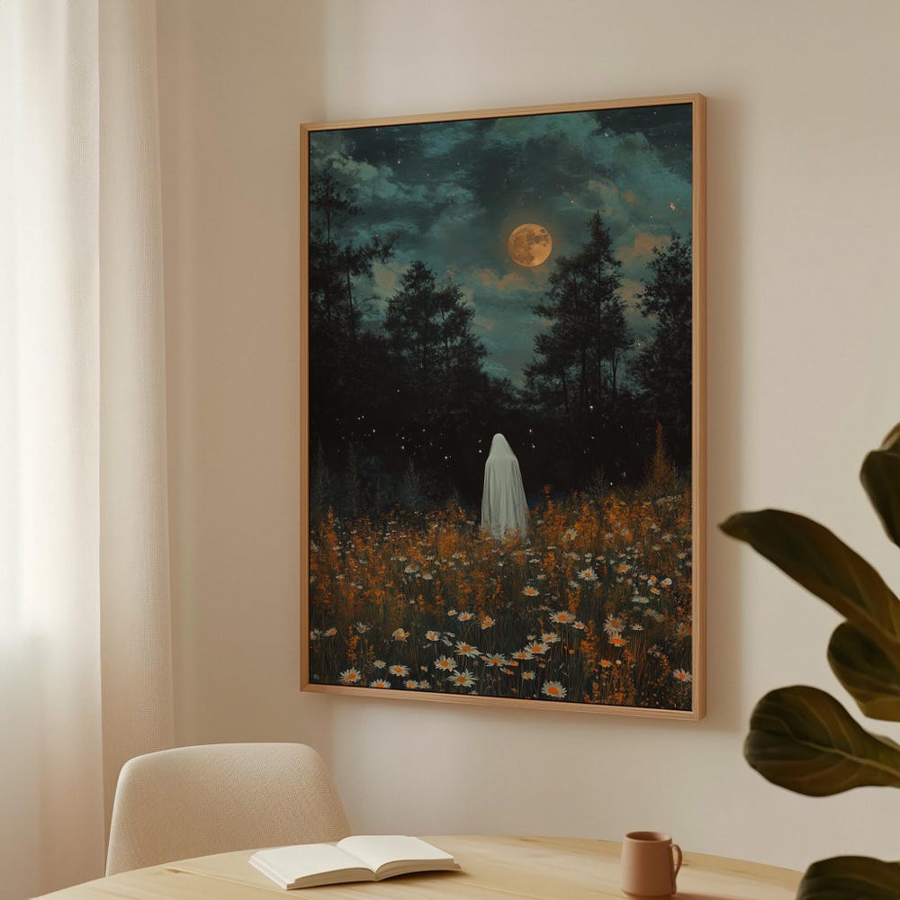 Dopaprint UNFRAMED PAPER POSTER Ethereal Ghost In Moonlit Wildflower ...