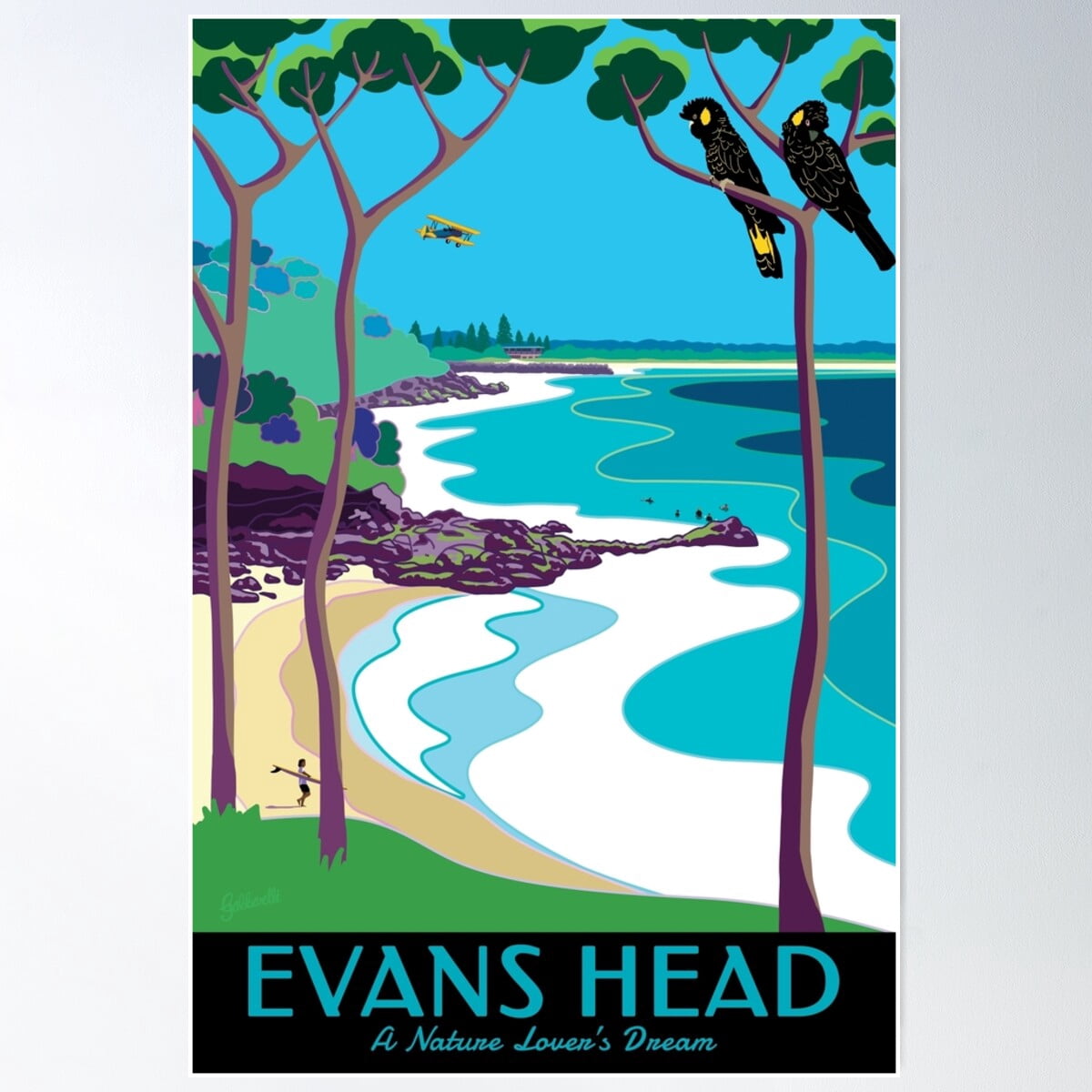 Dopaprint UNFRAMED PAPER POSTER Evans Head Vintage Style Travel Art ...
