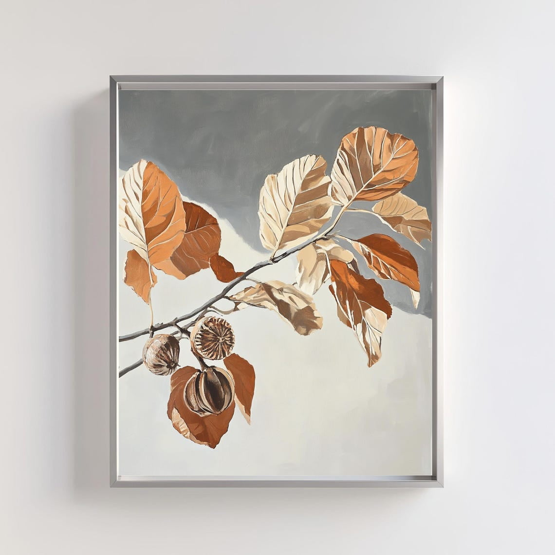 Dopaprint UNFRAMED PAPER POSTER Fall Leaves Wall Art, Neutral Tones ...
