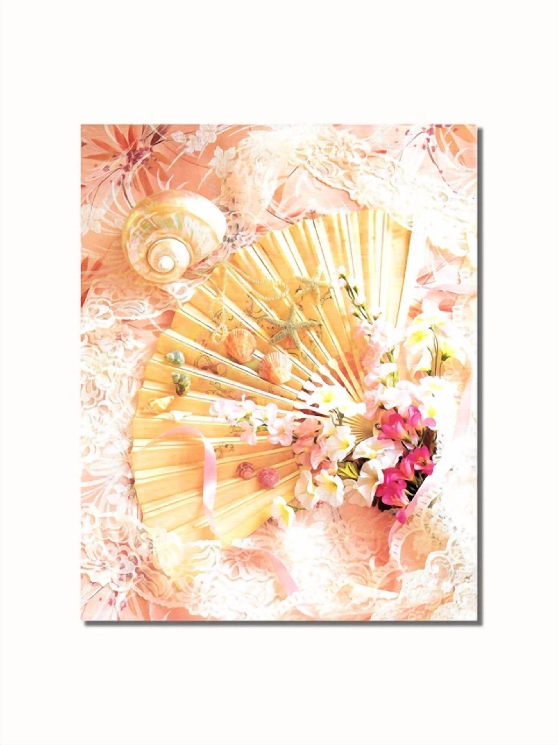Dopaprint UNFRAMED PAPER POSTER Fan And Seashells On Lace Flowers Wall ...