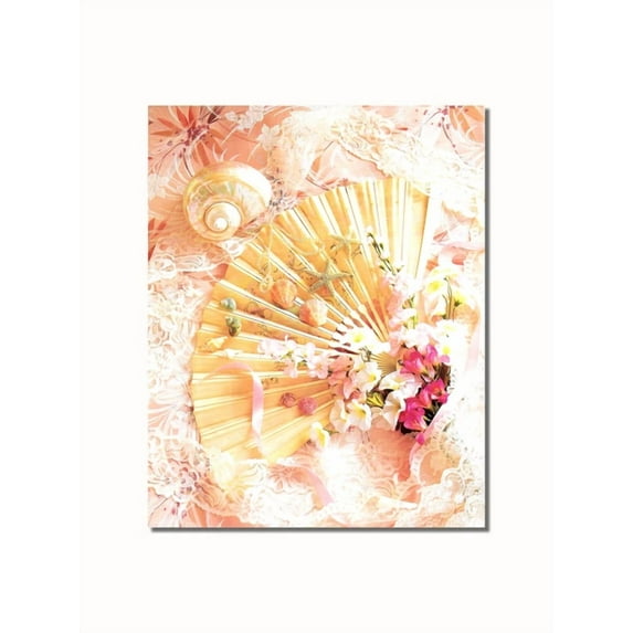 Dopaprint UNFRAMED PAPER POSTER Fan And Seashells On Lace Flowers Wall ...