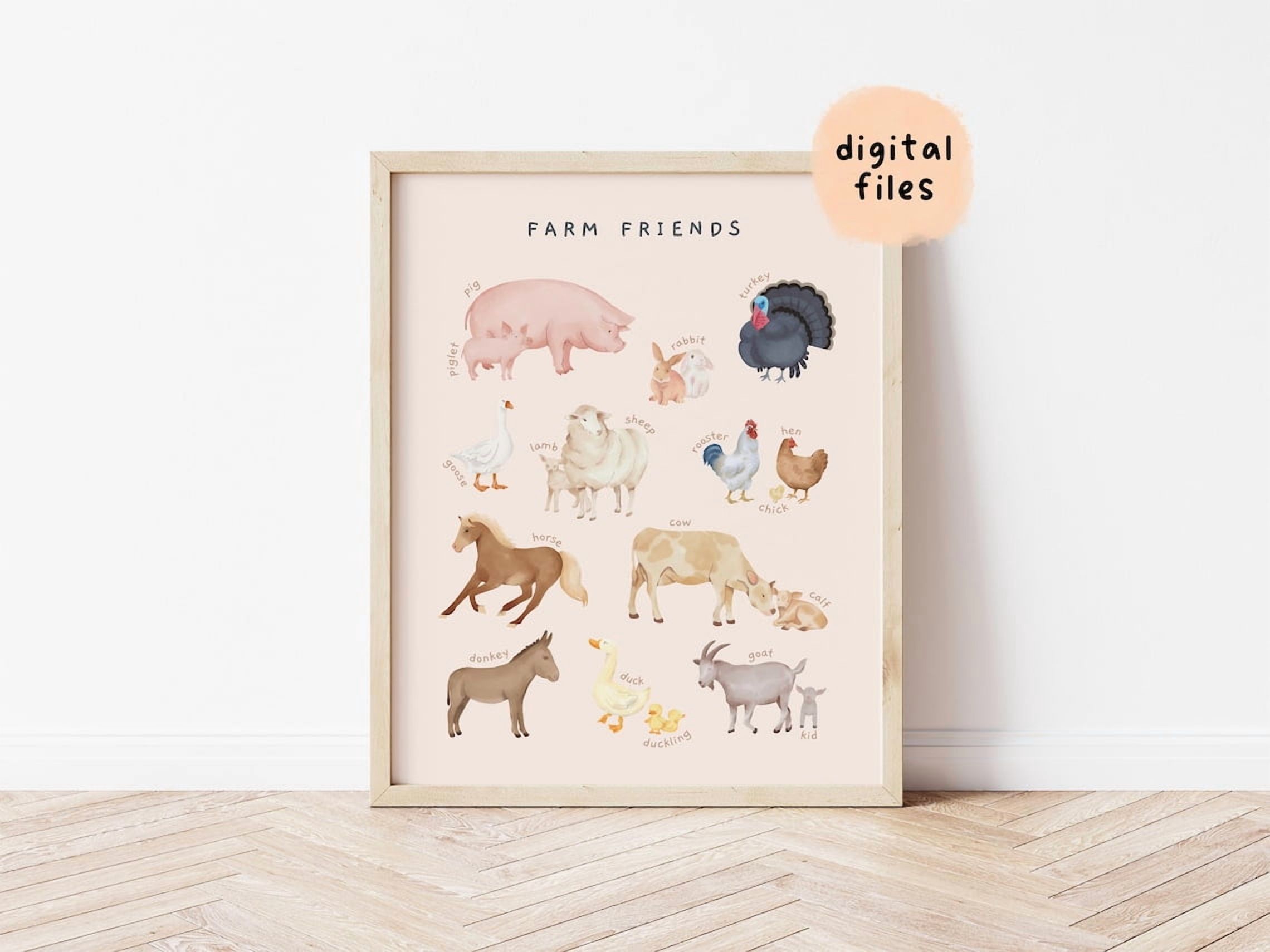 Dopaprint UNFRAMED PAPER POSTER Farm Animals Educational Poster ...