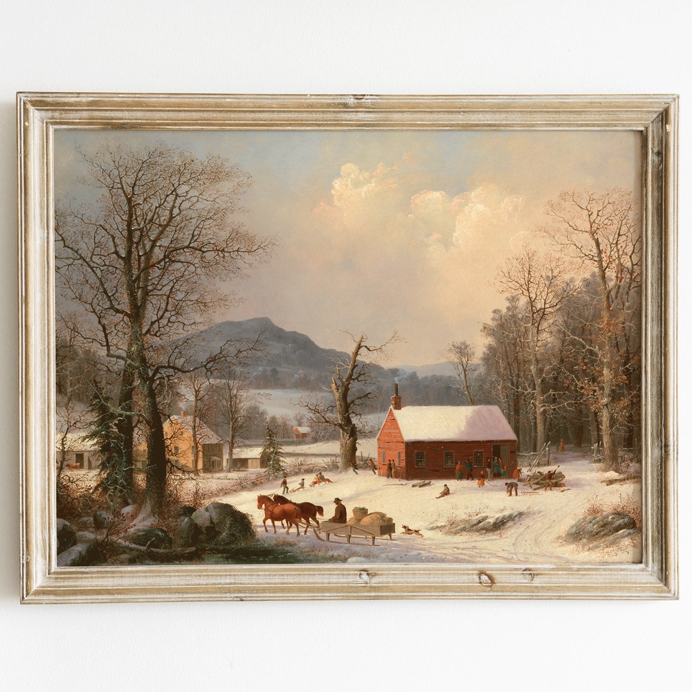 Dopaprint UNFRAMED PAPER POSTER Farm Painting Winter Country Farm ...