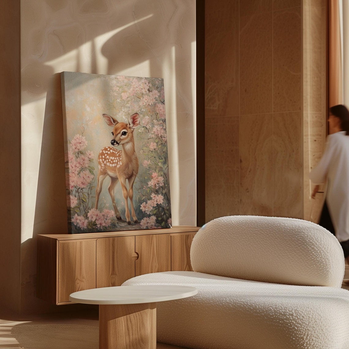 Dopaprint UNFRAMED PAPER POSTER Fawn Wall Art - Baby Deer Amid Blossoms ...
