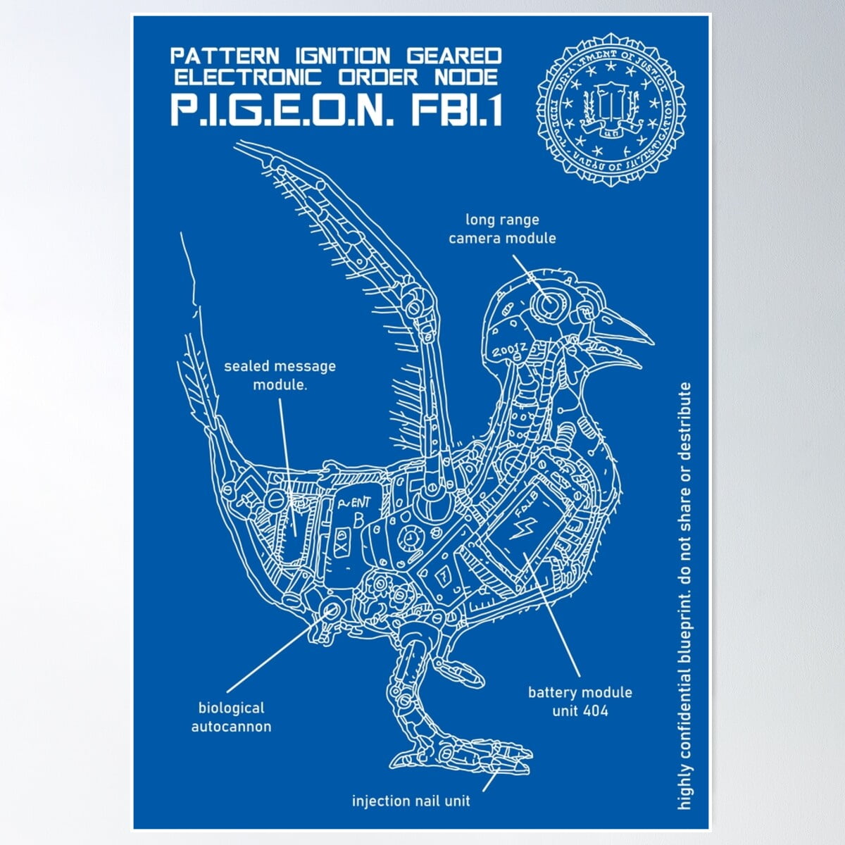 Dopaprint UNFRAMED PAPER POSTER Fbi Spy Camera Pigeon Robots ...