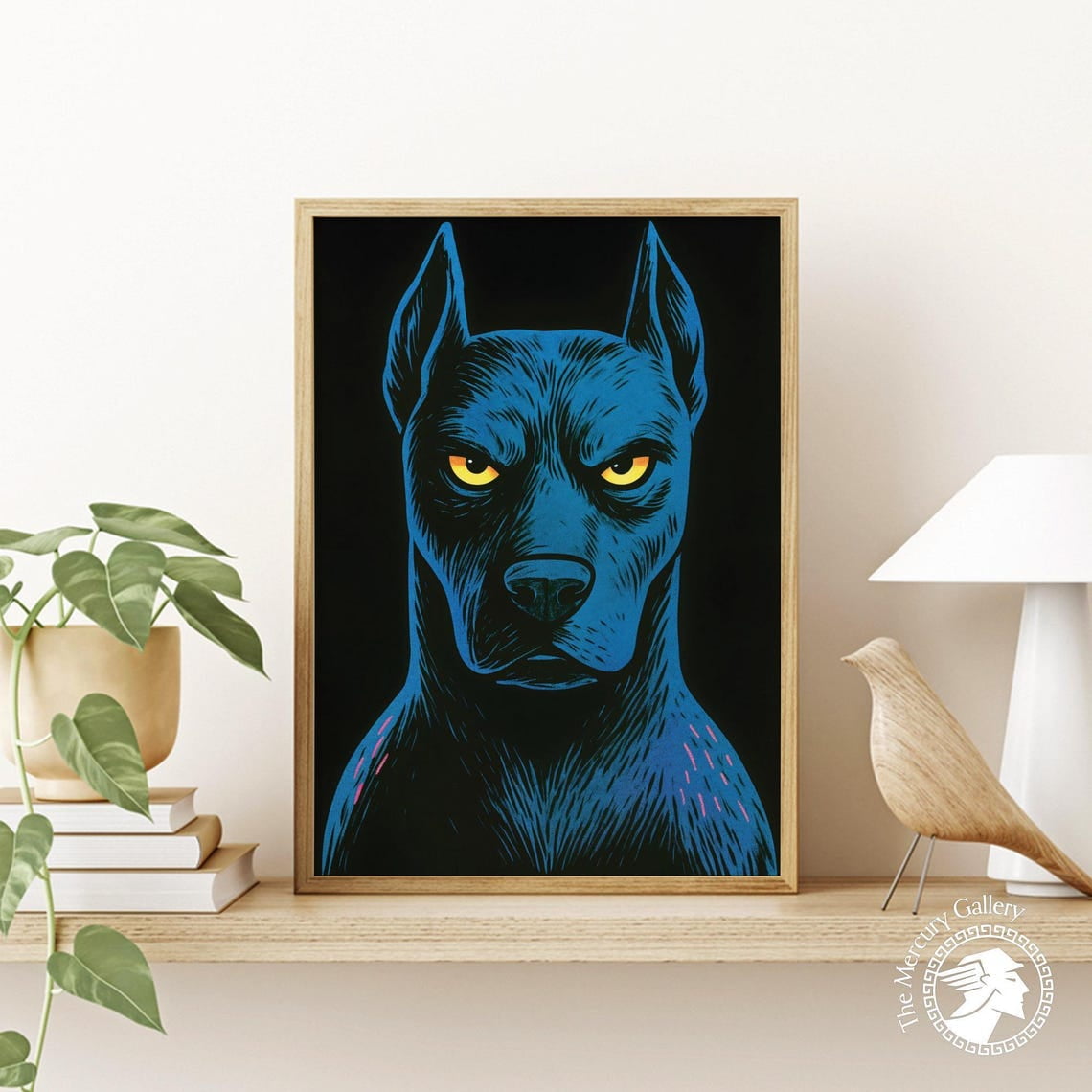 Dopaprint UNFRAMED PAPER POSTER Fierce Doberman Poster – Bold Blue Dog ...