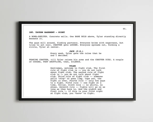 Dopaprint UNFRAMED PAPER POSTER Fight Club - Screenplay Poster - Film ...