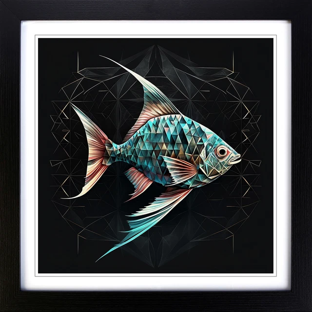 Dopaprint UNFRAMED PAPER POSTER Fish Geometric Wall Art Print Poster ...