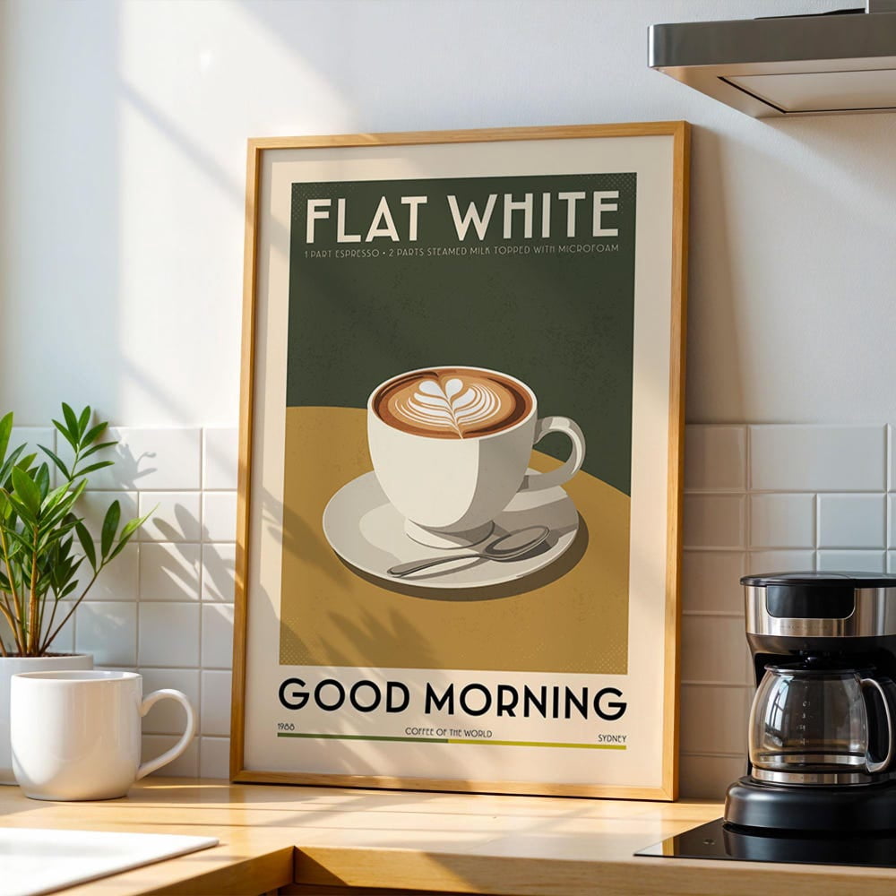 Dopaprint UNFRAMED PAPER POSTER Flat White Coffee Poster, Kitchen ...