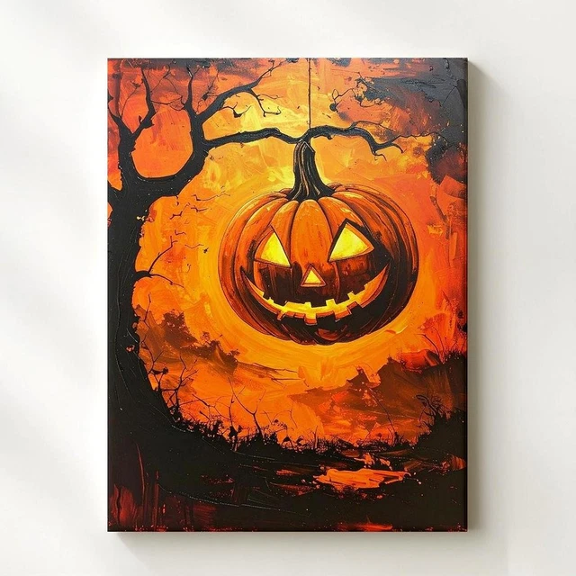 Dopaprint UNFRAMED PAPER POSTER Floating Skull Fiery Grunge Hal.Low.Een ...