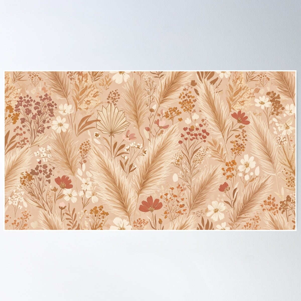 Dopaprint UNFRAMED PAPER POSTER Floral Boho Pattern With Pampas Grass ...