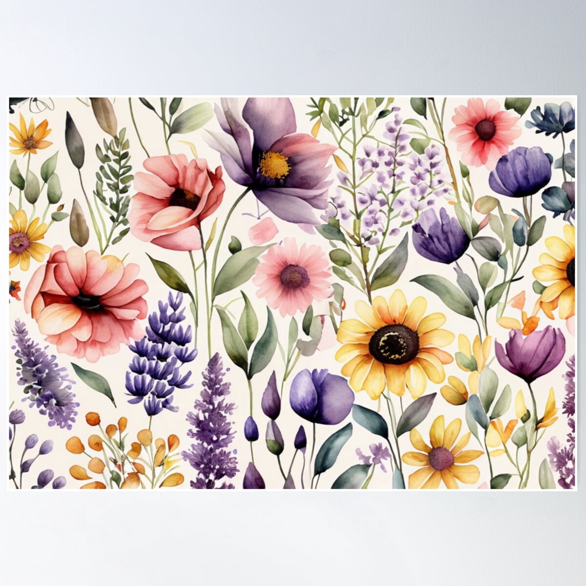 Dopaprint UNFRAMED PAPER POSTER Floral Harmony In Watercolor Style ...