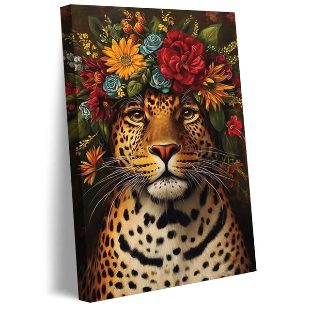 Dopaprint UNFRAMED PAPER POSTER Floral Leo.Pard Art Print, Wildlife ...