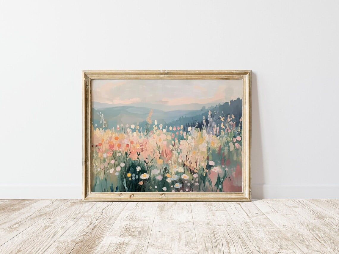 Dopaprint UNFRAMED PAPER POSTER Floral Spring Wildflower Landscape ...