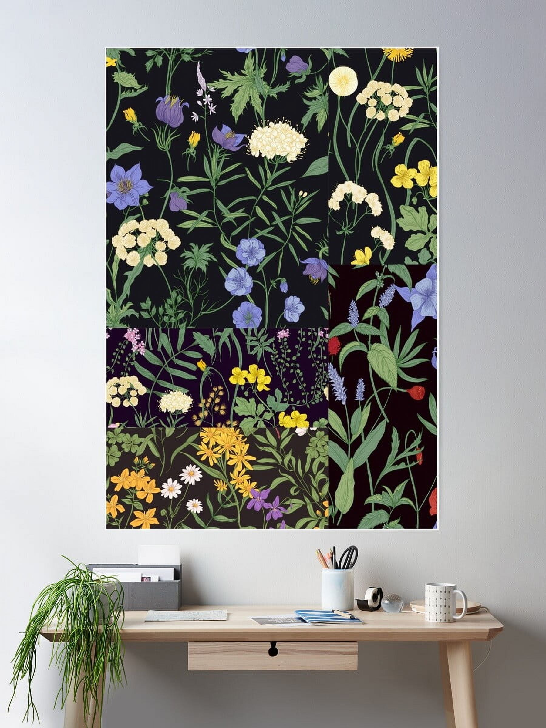 Dopaprint UNFRAMED PAPER POSTER Flower And Leaves Seamless Pattern ...