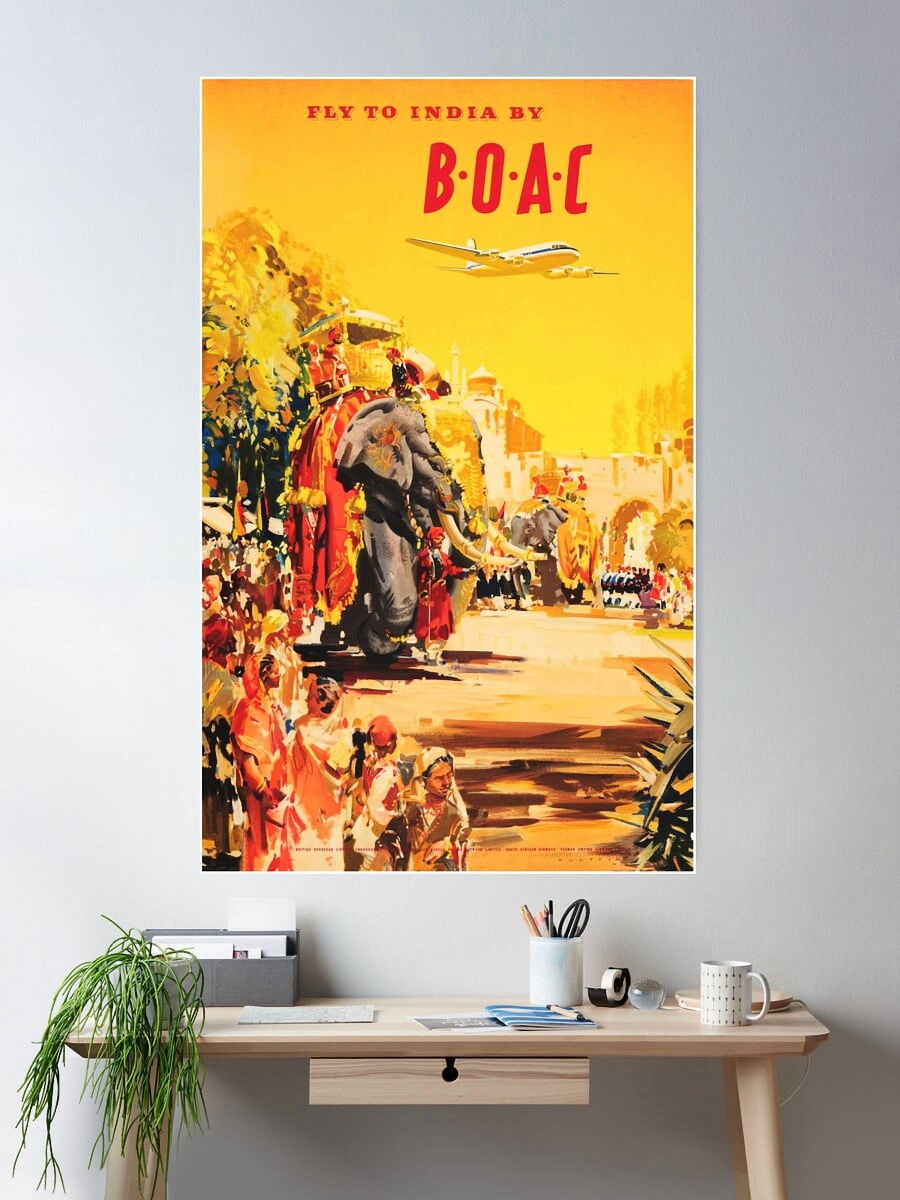 Dopaprint UNFRAMED PAPER POSTER Fly To India By B.O.A.C Tourism ...