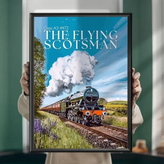 Dopaprint UNFRAMED PAPER POSTER Flying Scotsman Train Poster Iconic ...