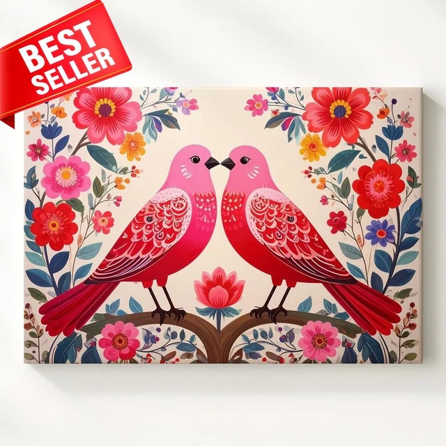 Dopaprint UNFRAMED PAPER POSTER Folk Harmony Birds Poster Nature ...