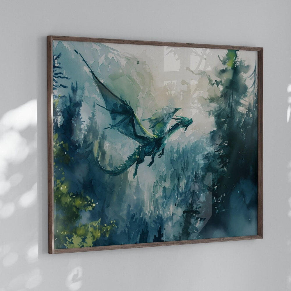 Dopaprint UNFRAMED PAPER POSTER Forest Dragon Watercolor Style Art ...