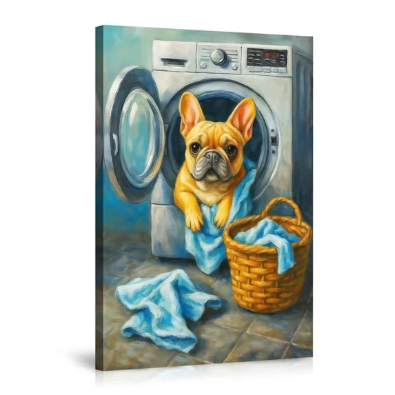 Dopaprint UNFRAMED PAPER POSTER French Bulldog In Washer Wall Art ...