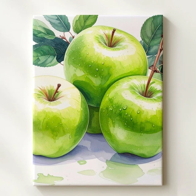 Dopaprint UNFRAMED PAPER POSTER Fresh Green Apples Posterhyper-Realistic Modern Fruit Wall Art ...