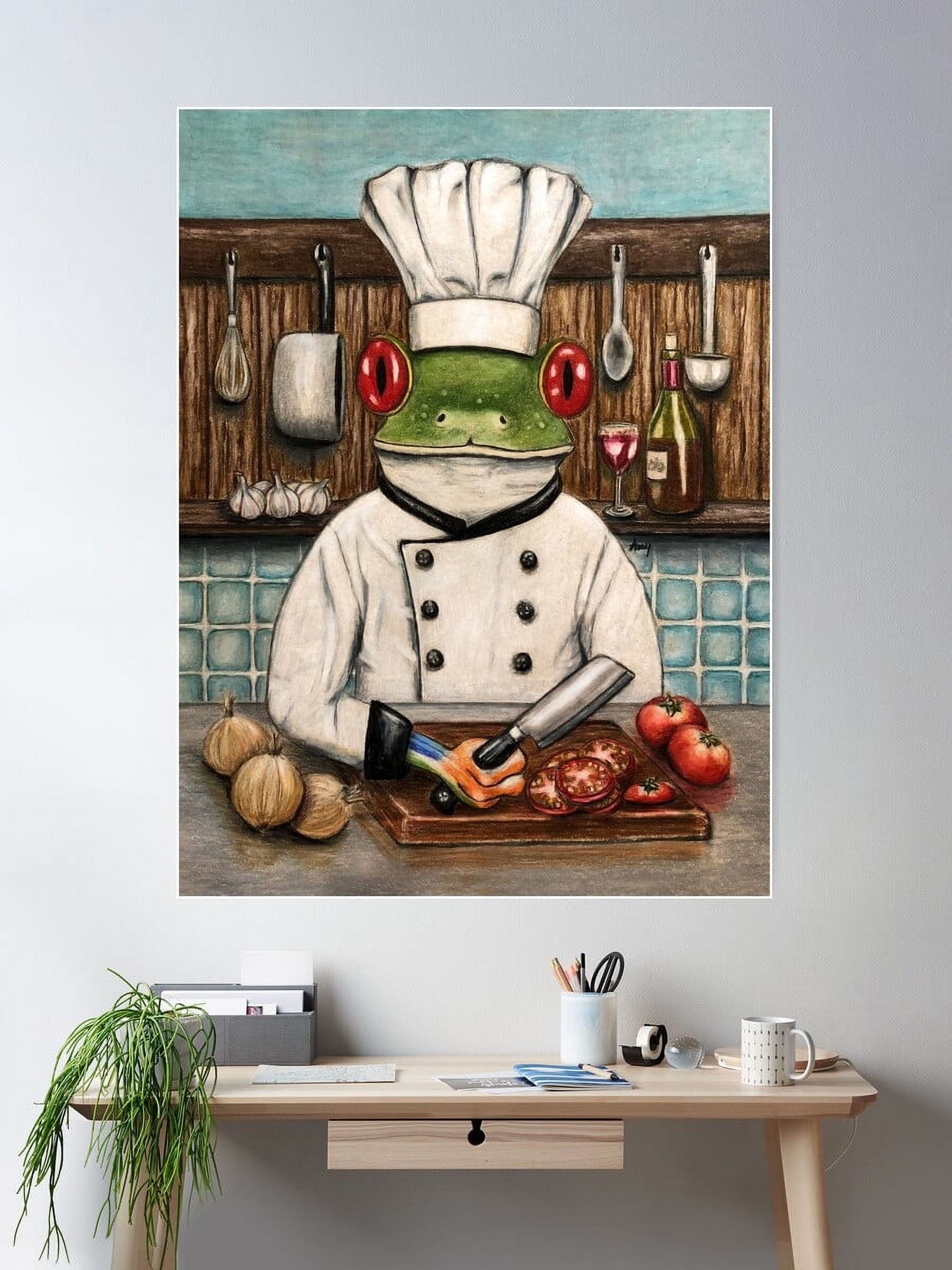 Dopaprint UNFRAMED PAPER POSTER Frog Chef Poster Wall Art, Modern Wall ...
