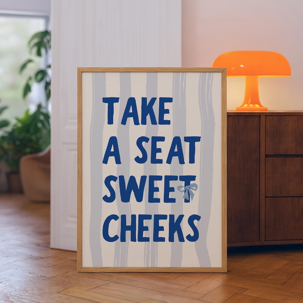 Dopaprint UNFRAMED PAPER POSTER Funny Bathroom Print, Trendy Navy Blue ...