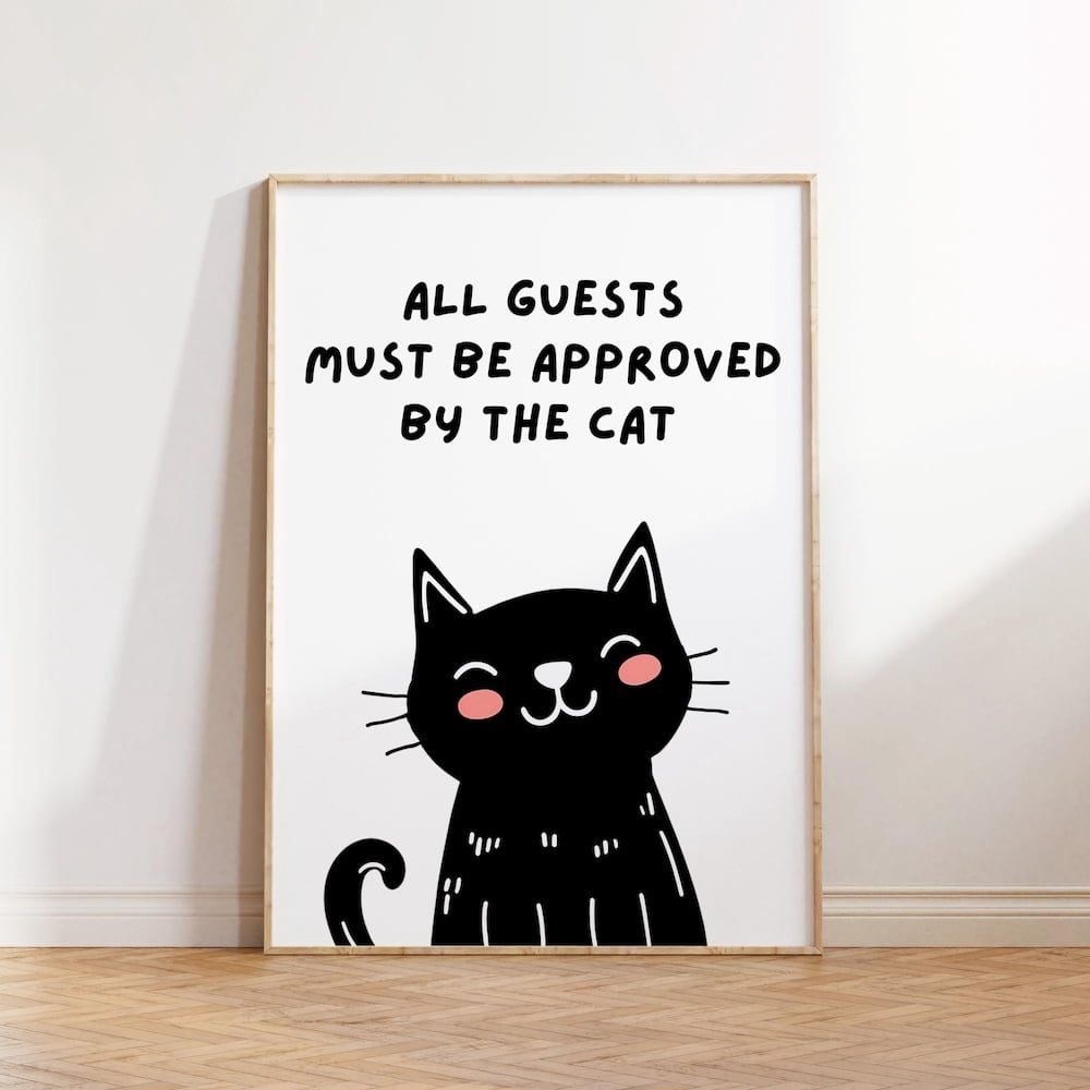 Dopaprint UNFRAMED PAPER POSTER Funny Cat Print Minimalist Animal Lover ...