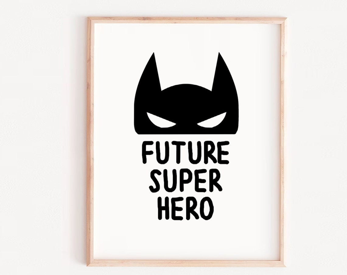 Dopaprint UNFRAMED PAPER POSTER Future Super Hero, Boys Wall Art, Black ...
