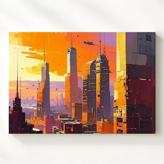 Dopaprint UNFRAMED PAPER POSTER Futuristic Cityscape With Flying ...