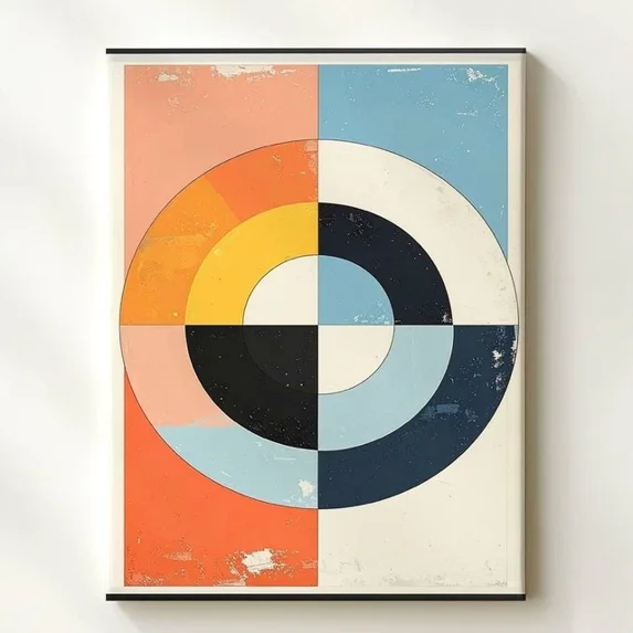 Dopaprint UNFRAMED PAPER POSTER Geometric Abstract Circle Posterretro ...