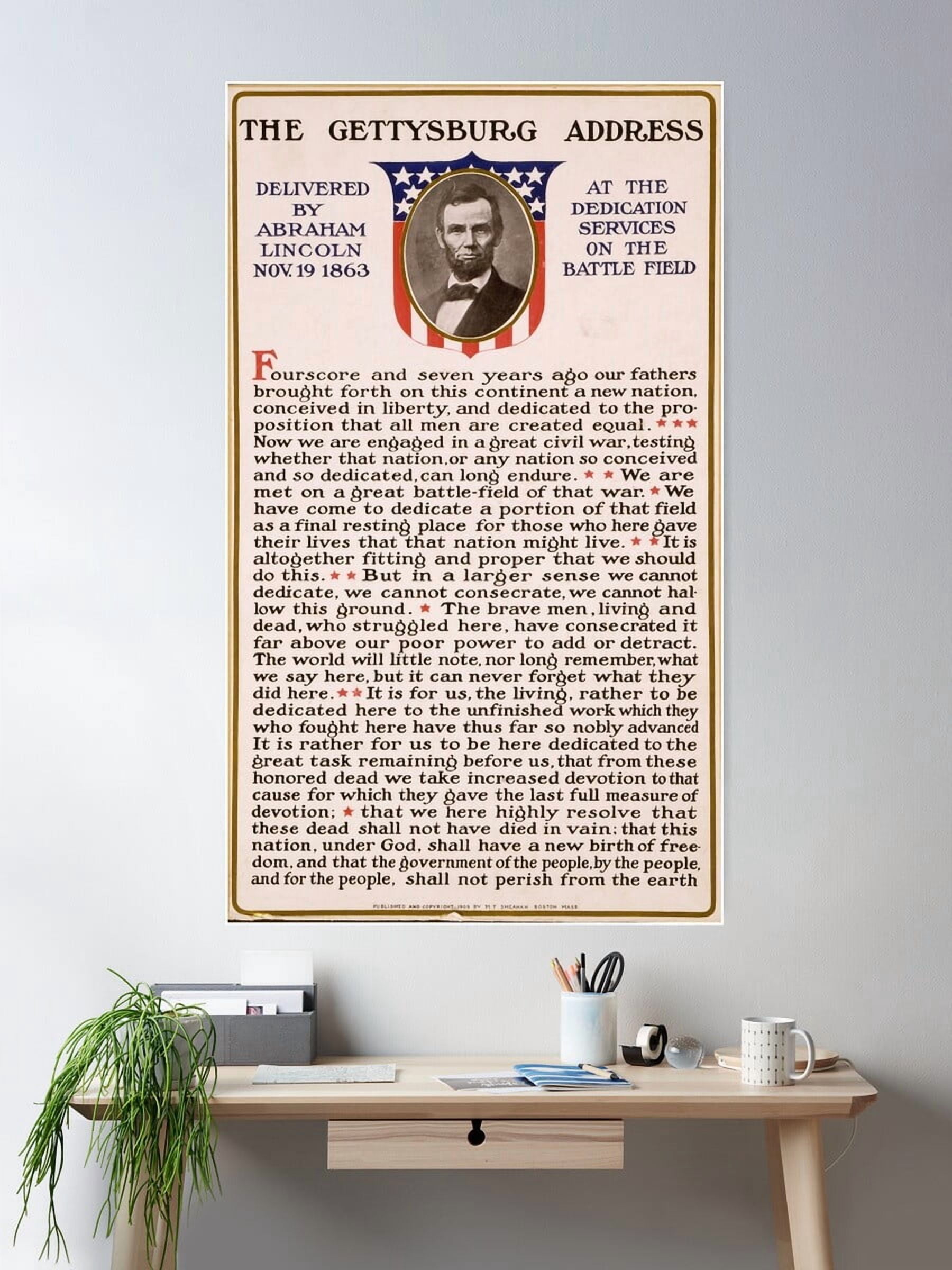 Dopaprint UNFRAMED PAPER POSTER The Gettysburg Address Delivered By ...