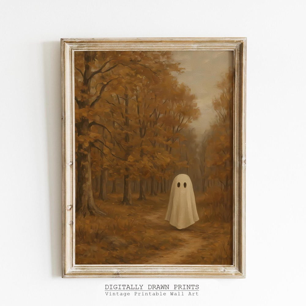 Dopaprint UNFRAMED PAPER POSTER Ghost In Autumn Forest Hal.Low.Een Wall ...