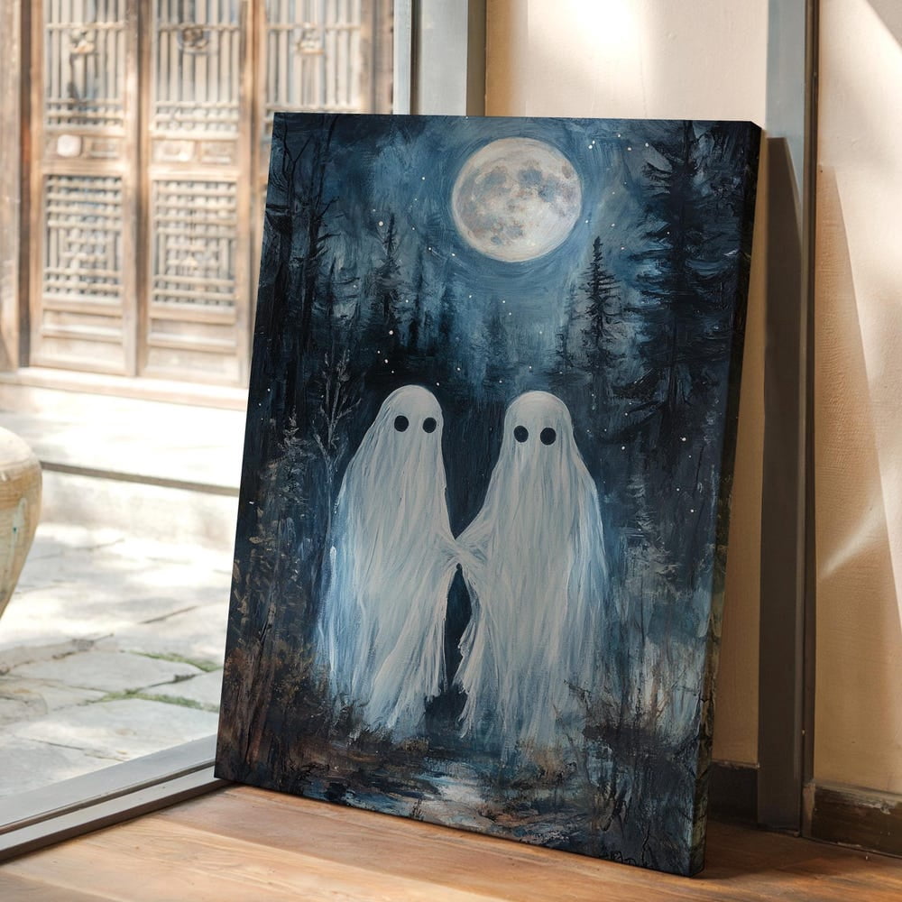 Dopaprint UNFRAMED PAPER POSTER Ghost Couple In Love, Full Moon Spooky ...