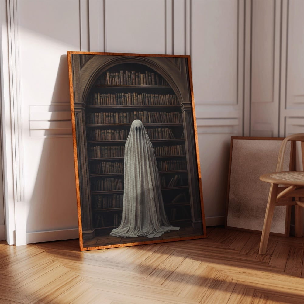 Dopaprint UNFRAMED PAPER POSTER Ghost In Library Art, Spooky ...