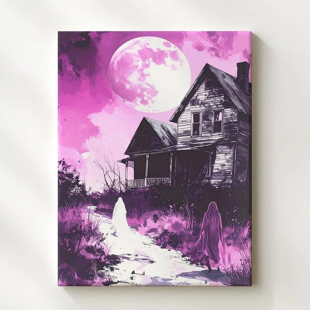 Dopaprint UNFRAMED PAPER POSTER Ghost & Moonlit House Poster Haunting ...