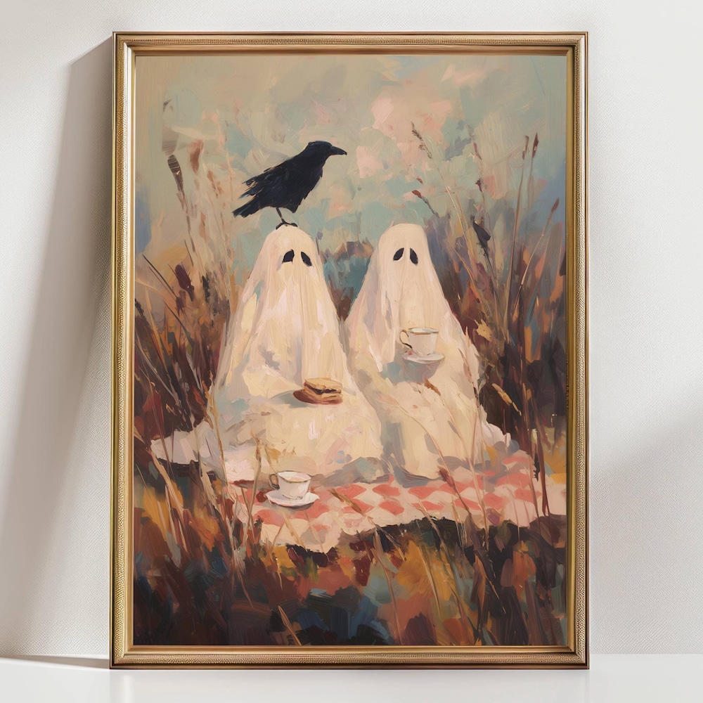 Dopaprint UNFRAMED PAPER POSTER Ghost Picnic Art Print, Whimsical Hal ...