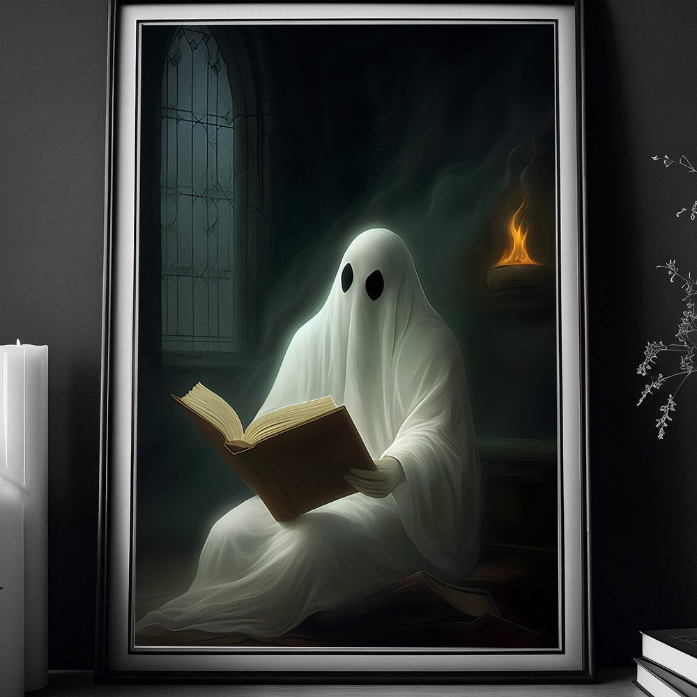 Dopaprint UNFRAMED PAPER POSTER Ghost Reading A Book, Reading Lover ...