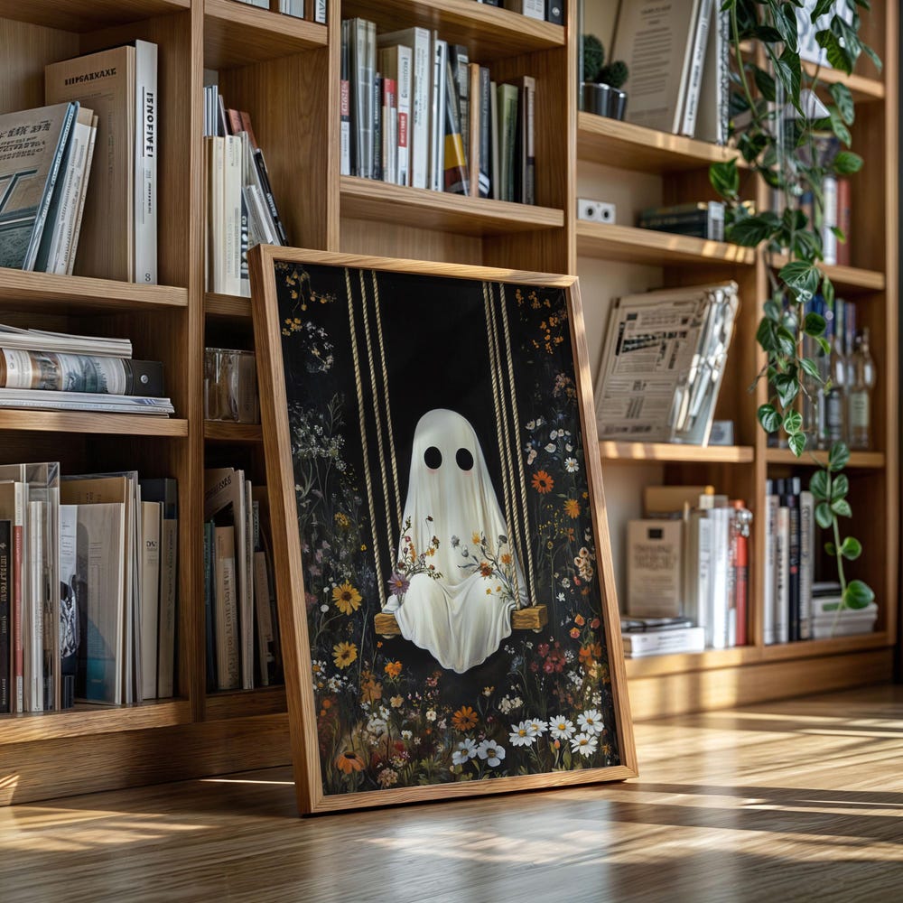 Dopaprint UNFRAMED PAPER POSTER Ghost On Swing Art Wall Art, Floral Hal ...