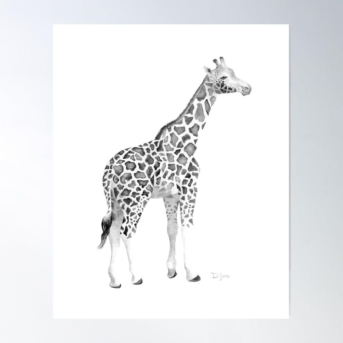 Dopaprint UNFRAMED PAPER POSTER Giraffe In Gray Poster Wall Art, Modern ...