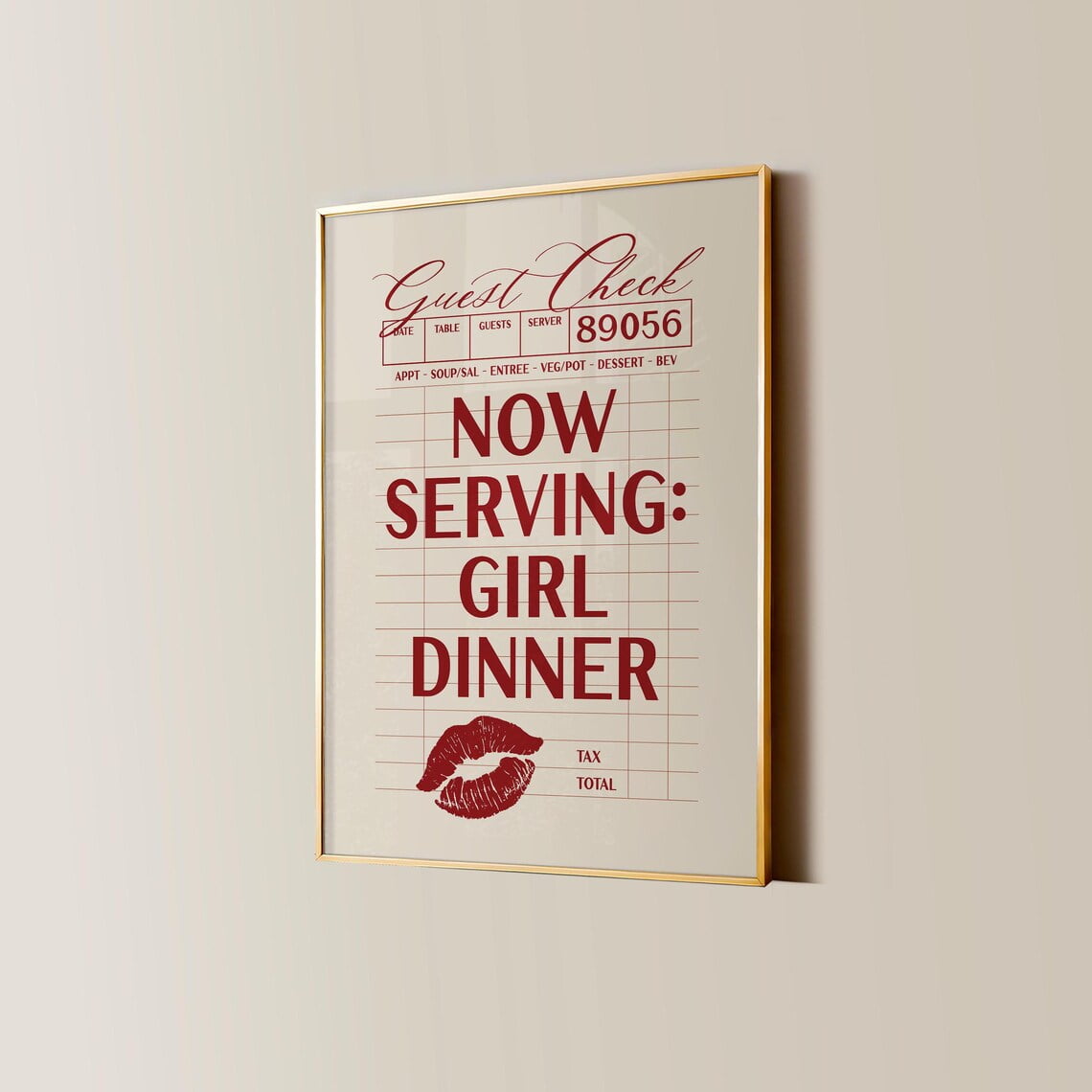 Dopaprint UNFRAMED PAPER POSTER Girl Dinner Poster, Retro Kitchen Decor, Kitchen Wall Art, Guest ...