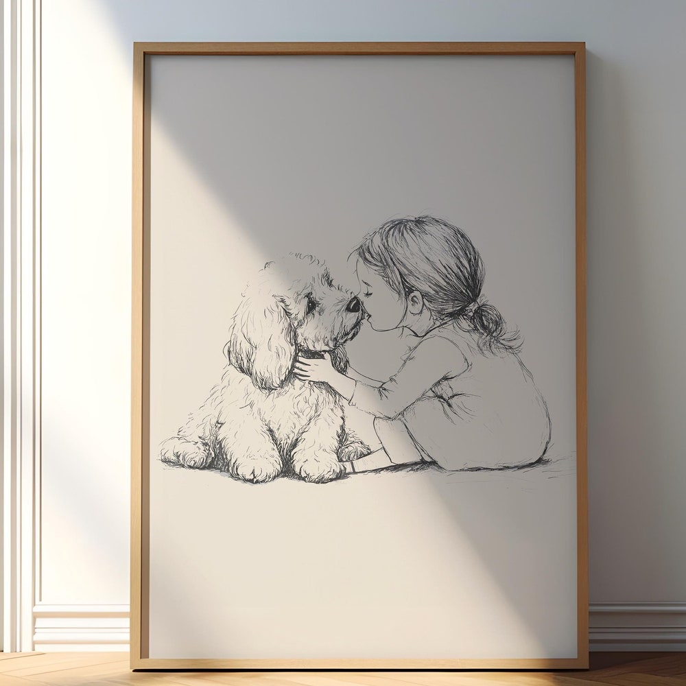 Dopaprint UNFRAMED PAPER POSTER Girl And A Goldendoodle Poster, Dog ...